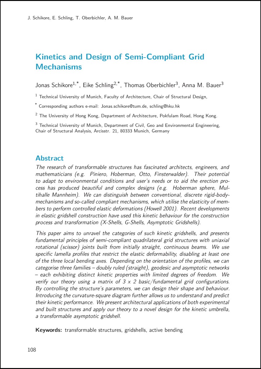 Kinetics and Design of Semi-Compliant Grid Mechanisms | Eike Schling